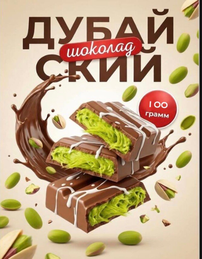 Плитка Дубайского шоколада 75 г