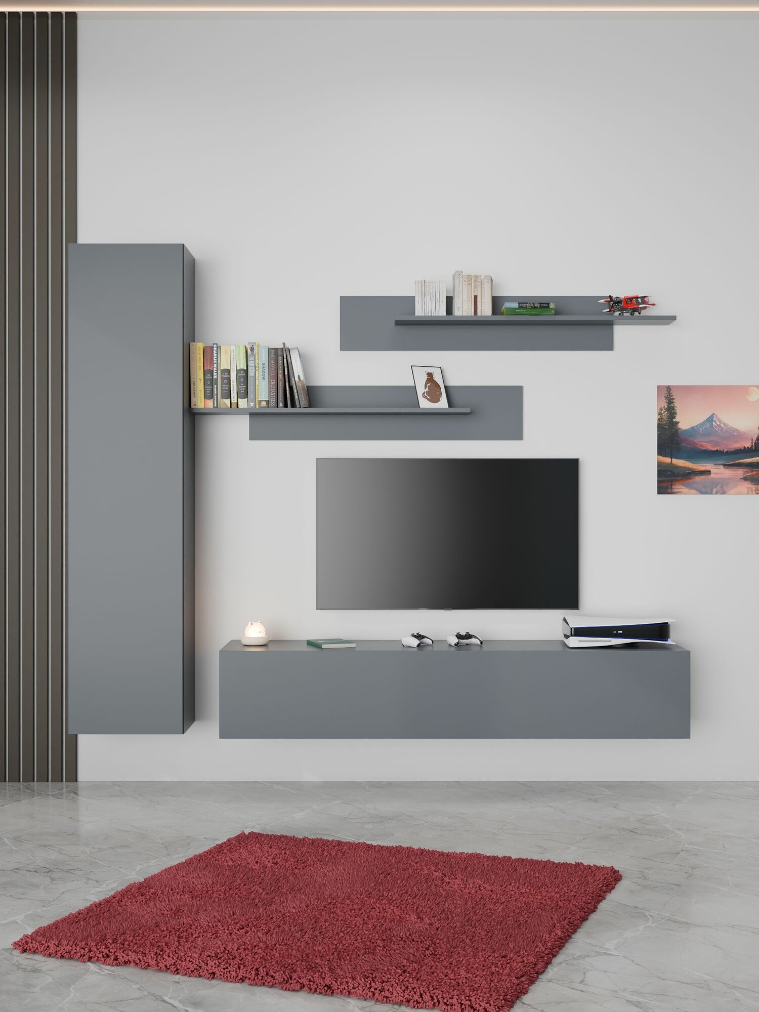 Стенка в гостиную, стенка для гостиной Флекс, подвесная 200х170х40 см (ШхВхГ)