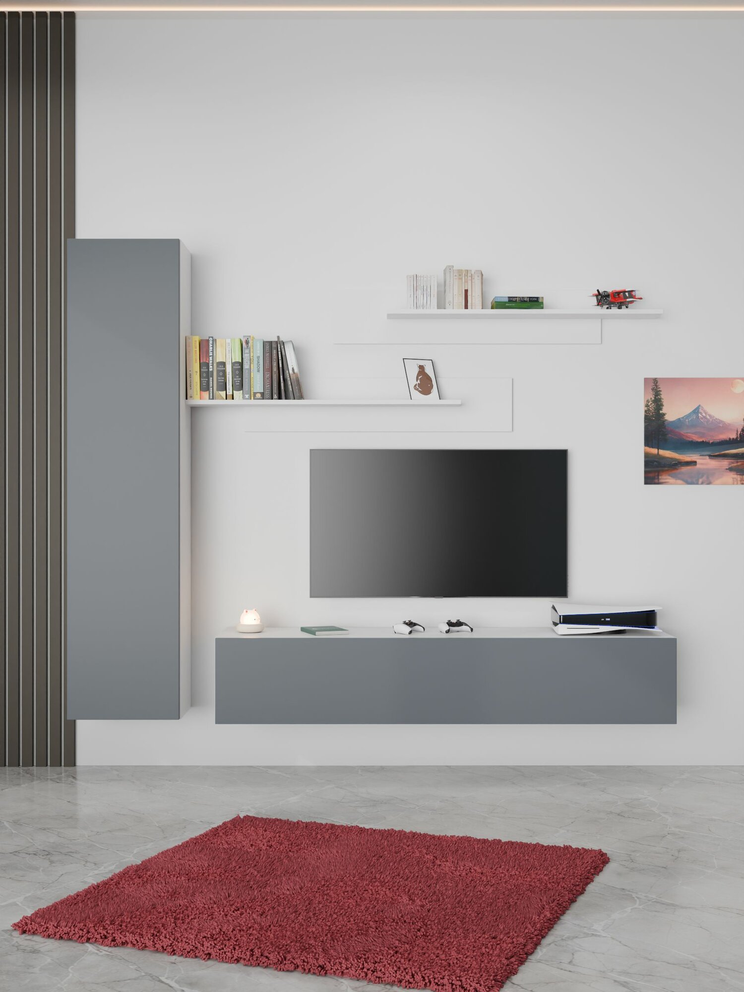 Стенка в гостиную, стенка для гостиной Флекс, подвесная 200х170х40 см (ШхВхГ)