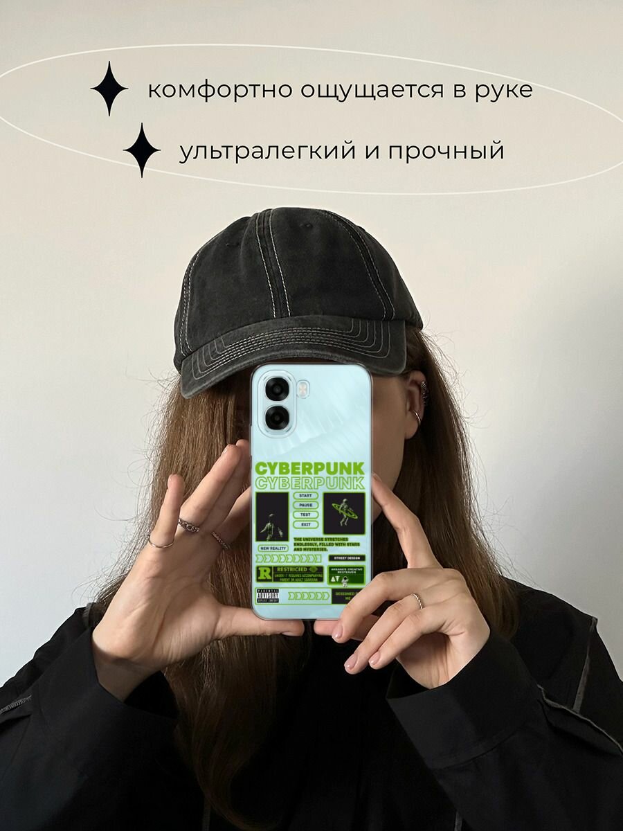 Чехол на Oppo A6x / Оппо A6x с принтом Cyberpunk, прозрачный — фото 1