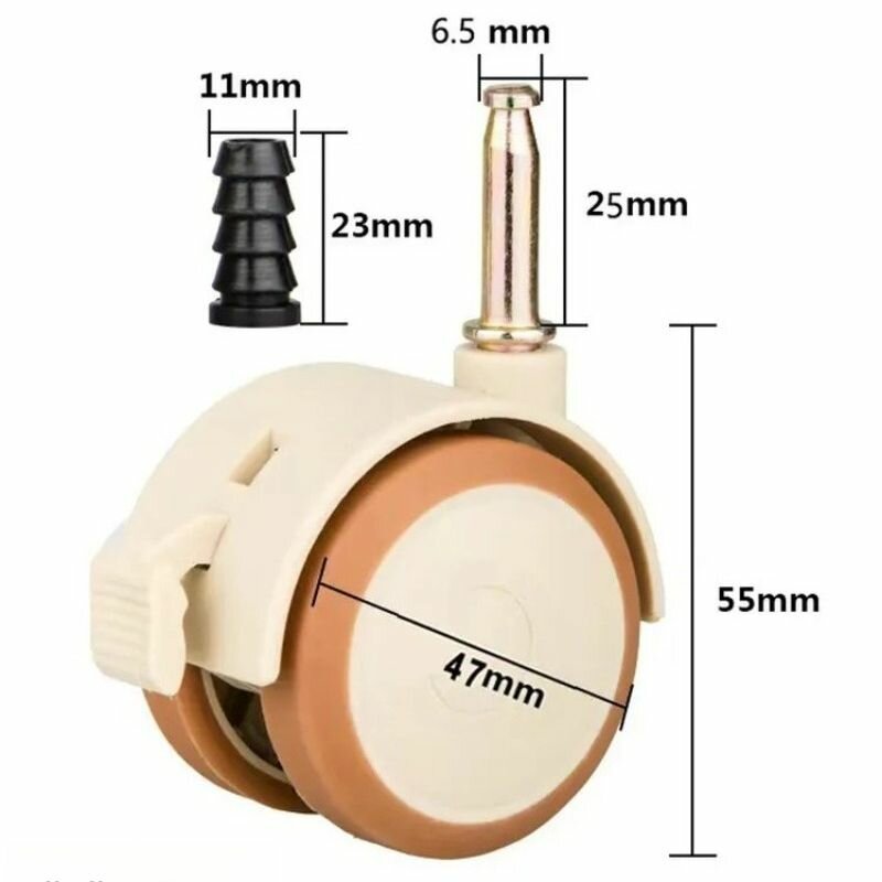 Колесики для мебели поворотные 2/4 шт, Вставное колесо для детской кроватки