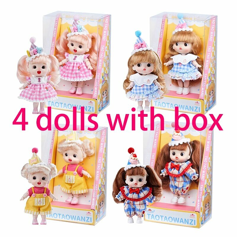 4 куклы BJD OB11 13 см, Розовый, в коробке