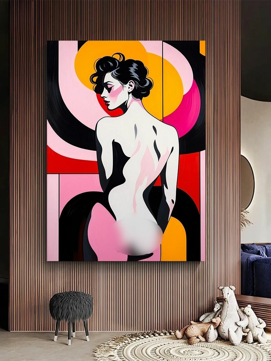 Картина на стену - "Сексуальная девушка, голая 18+, масляная живопись, эротический арт" , 60х80 см.