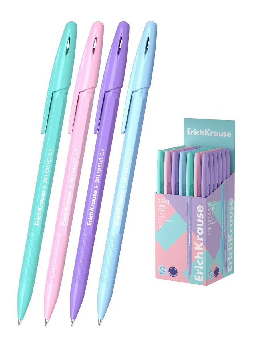 Ручка шариковая R-301 Stick Pastel 0.7, синяя, 50 шт.