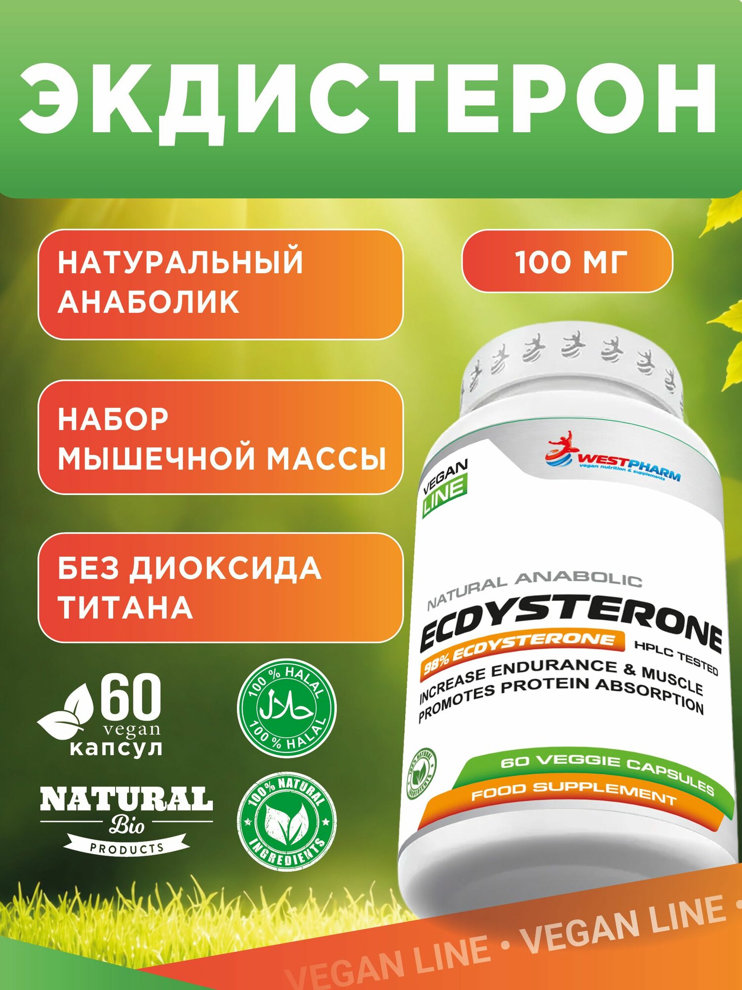 Vegan line Ecdysterone, 60 капсул