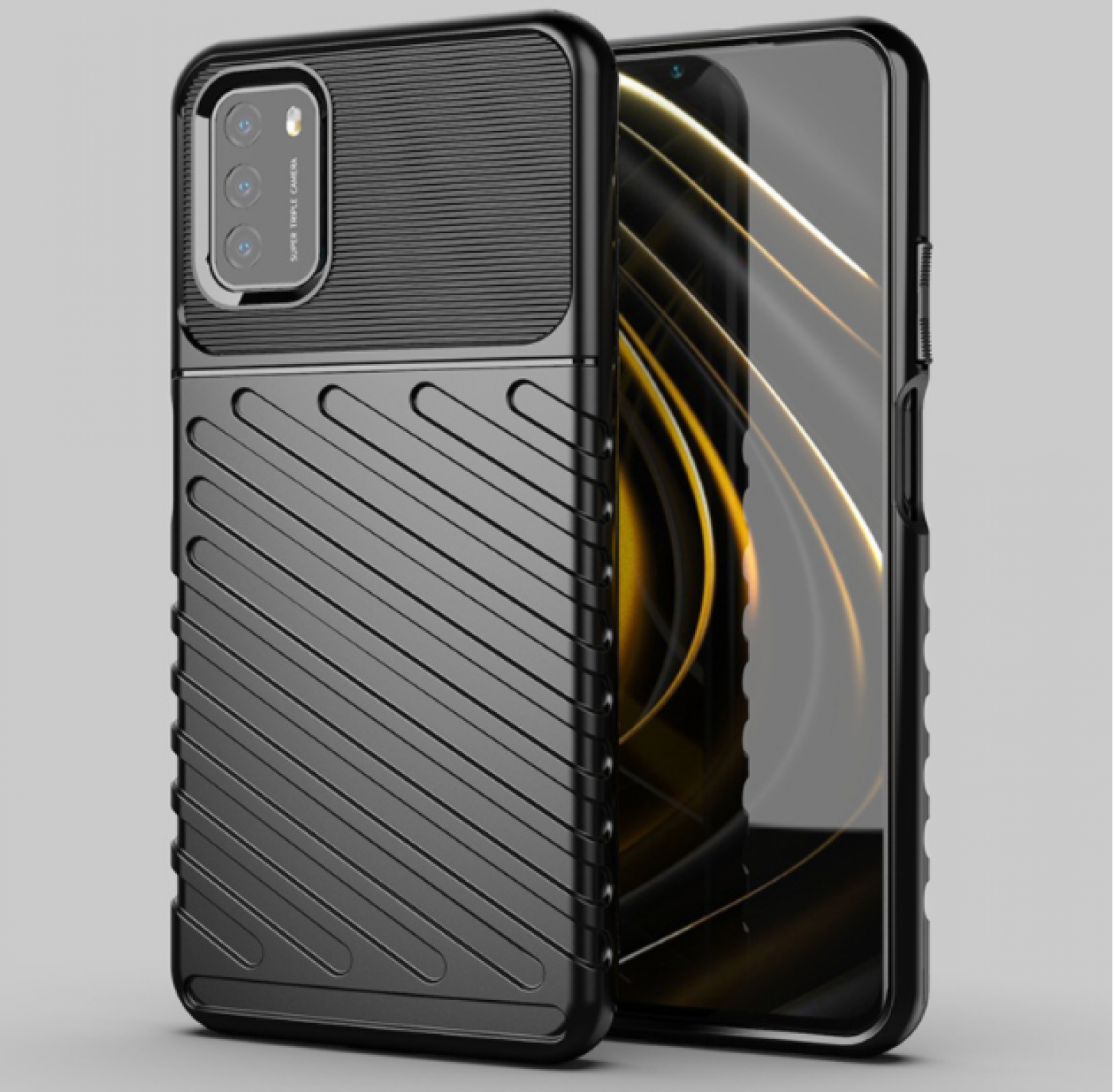 Чехол панель-бампер MyPads для Xiaomi Poco M3 из прочного силикона с матовой отделкой под карбон черный