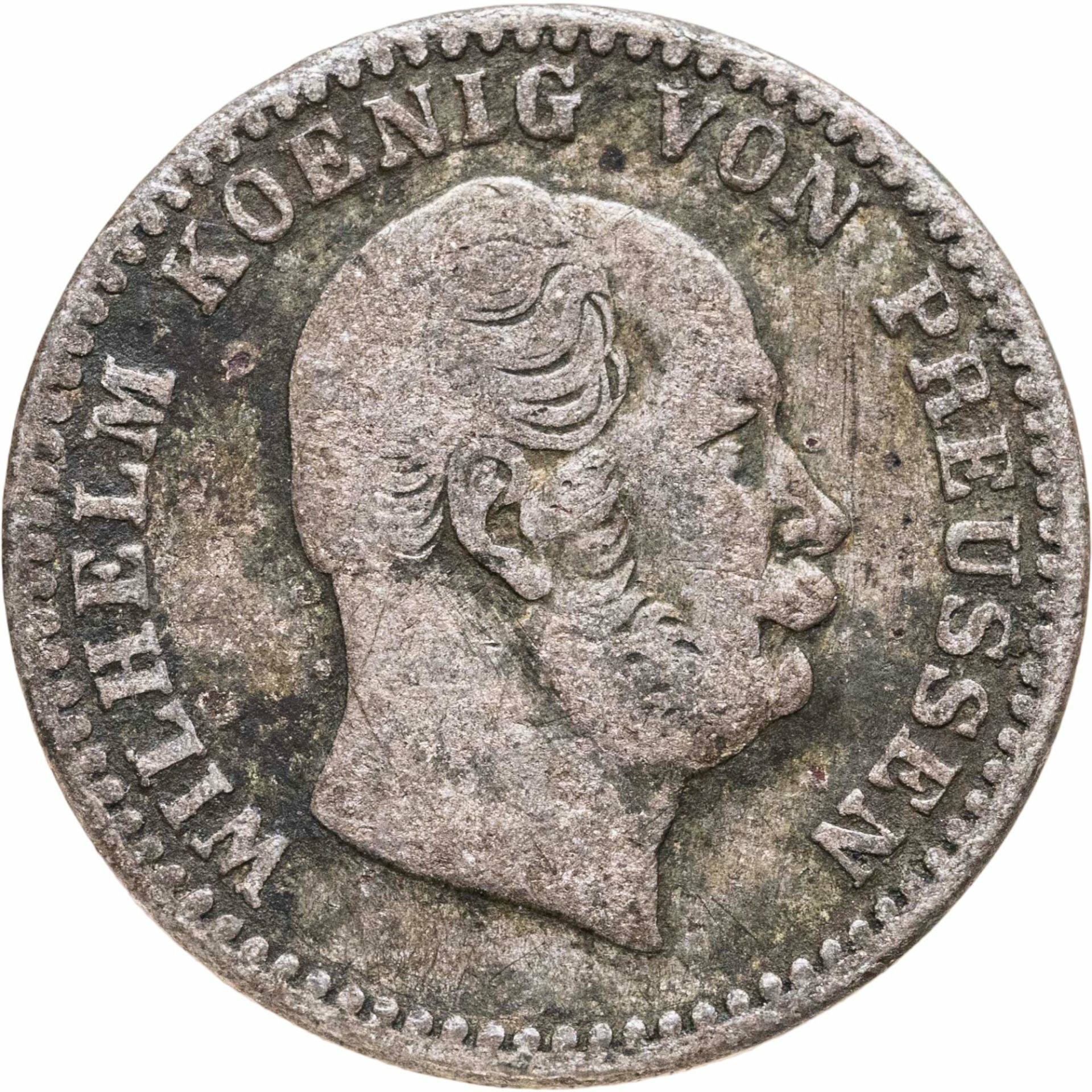 Германия, Пруссия 1/2 серебряных гроша 1864, Серебро 220, в сохранности VF