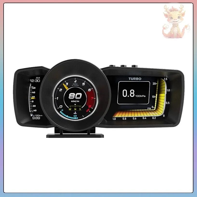 Бортовой компьютер для автомобиля с дисплеем, отображение информации о двигателе, скорости, температуре