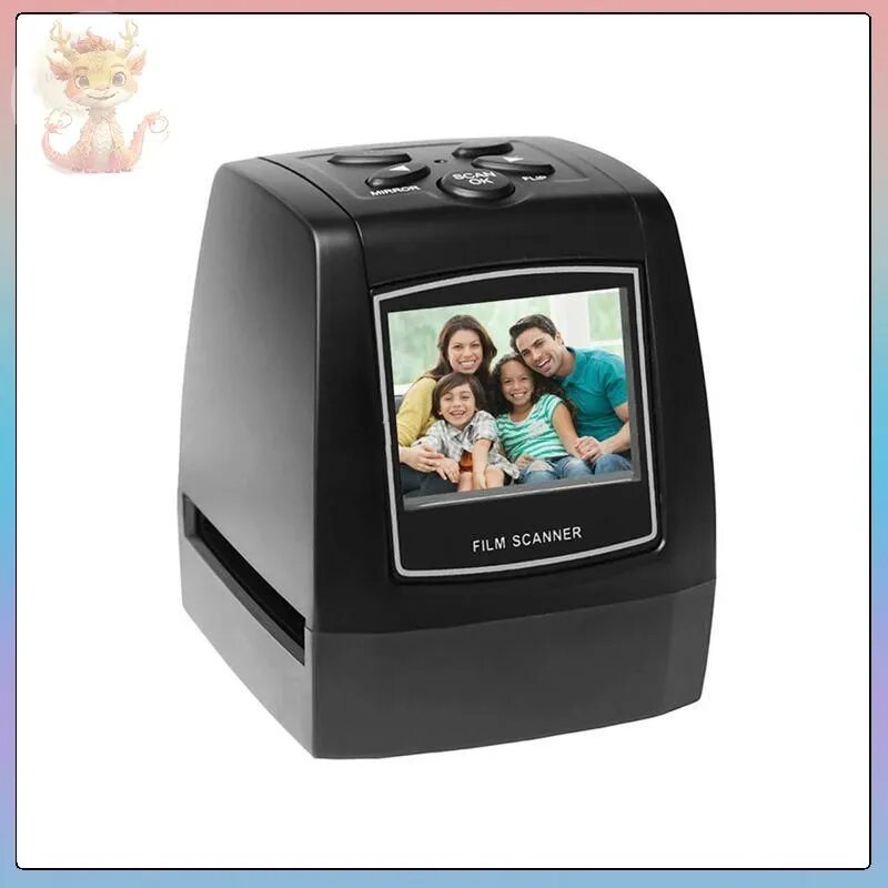 Сканер для фотоплёнок и слайдов Film Scanner, чёрный/белый, для оцифровки старых фото, поддержка SD