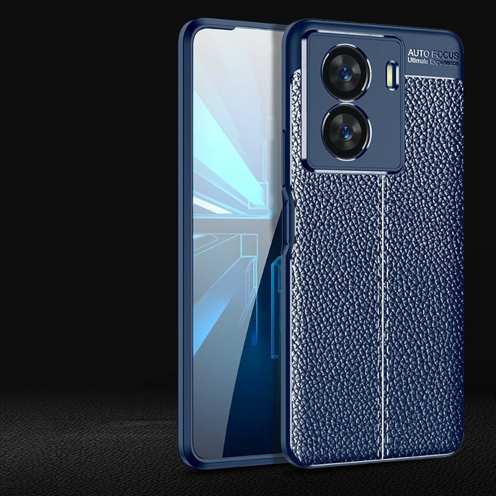 Чехол бампер MyPads Pelle Morbida для Vivo iQOO Z7x / iQOO Z7 из износостойкого силикона с тиснением синий