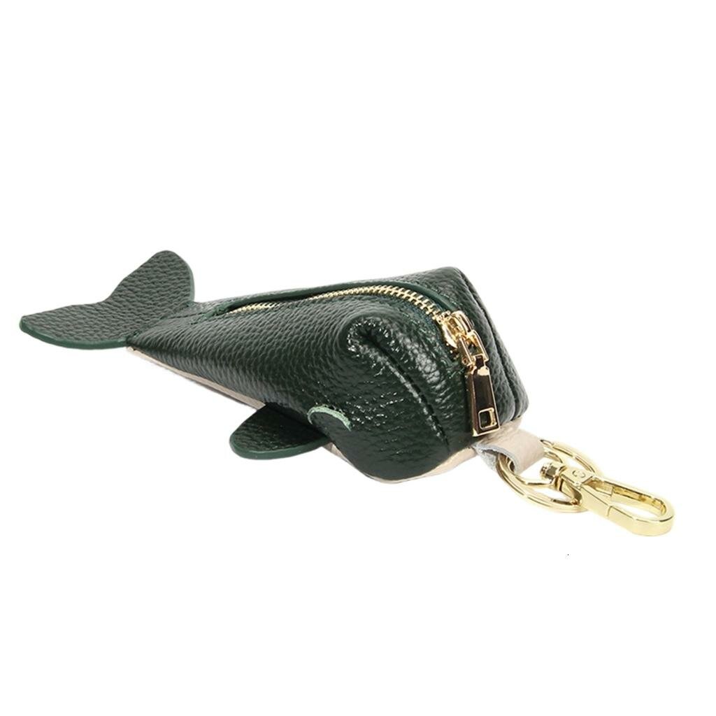 Кожаный кошелёк-копилка для монет в виде кита, Зеленый