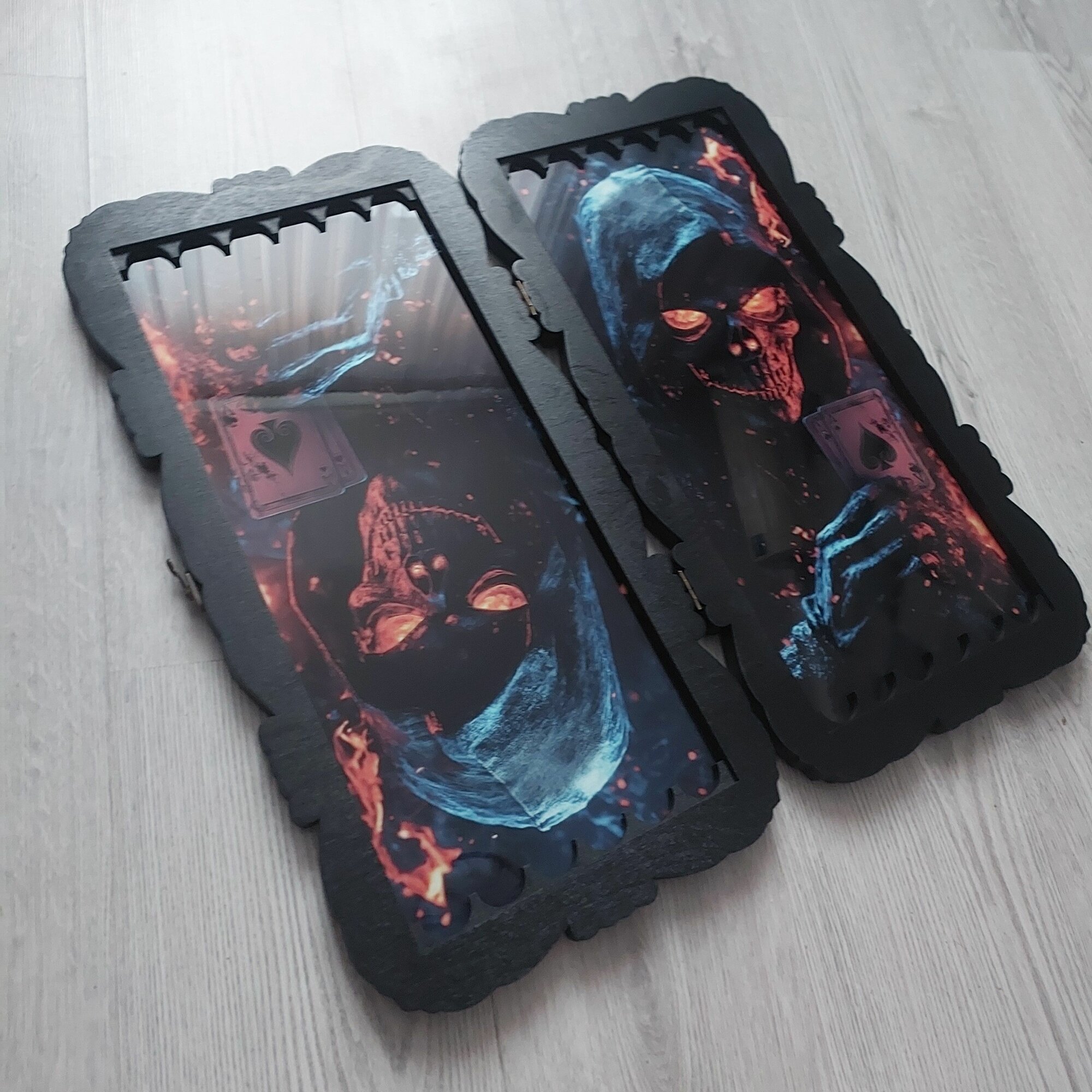 Нарды звезда большие, ручной работы со стеклом, покрыты лаком