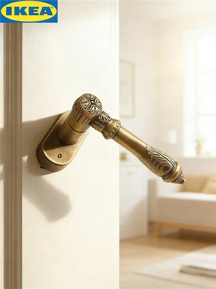 Винтажная латунная трехмерная рельефная дверная и оконная ручка,43 мм, поворотная