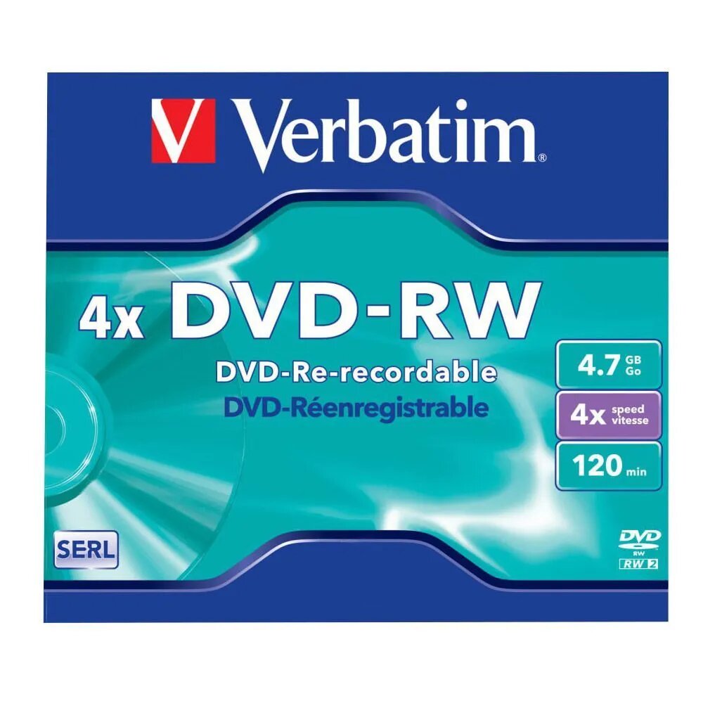 Verbatim DVD-RW диск для записи 4.7 ГБ 4x speed, 1 шт. в jewel case