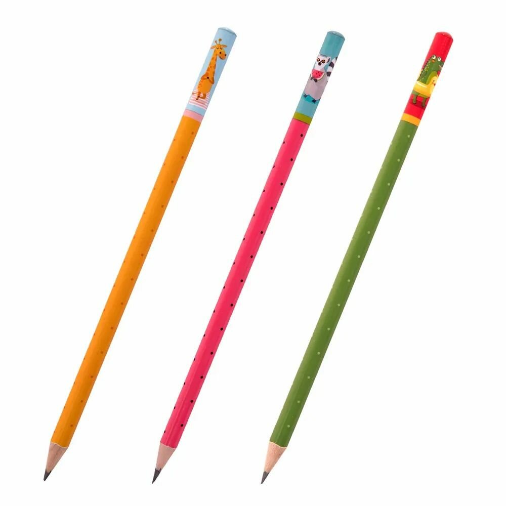 Карандаш чернографитный юнландия "зверушки" HB, корпус ассорти (15шт)