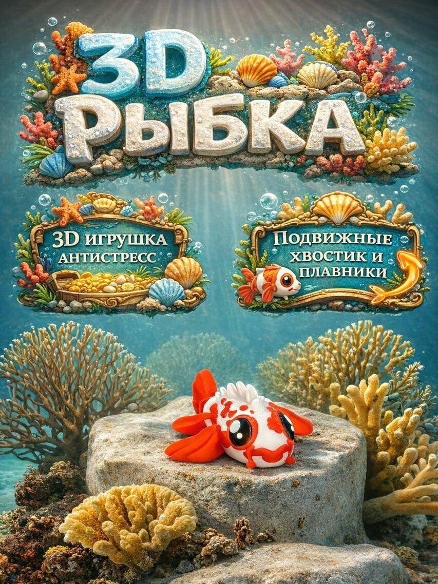 3D игрушка антистресс Красно-Белая Рыбка
