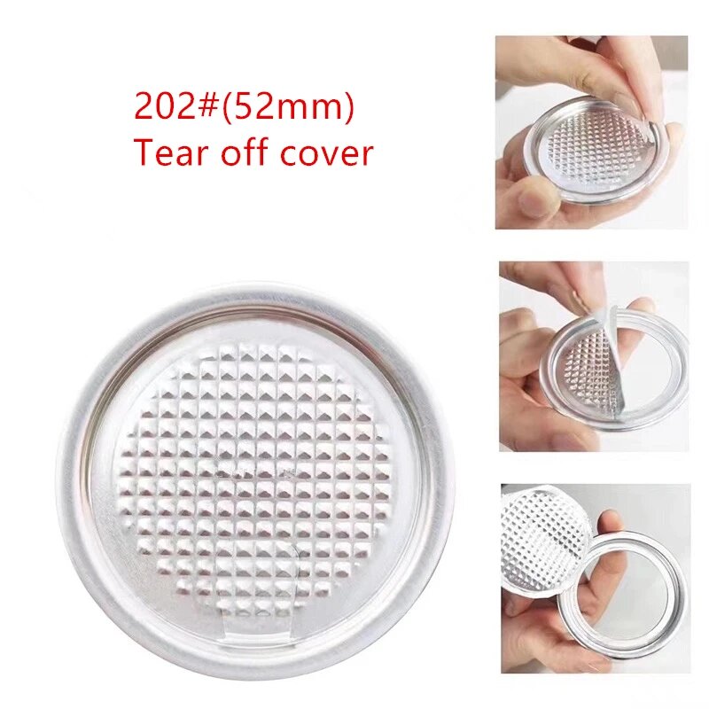 Алюминиевые крышки для напитков с кольцом 100 шт. 202 52MM