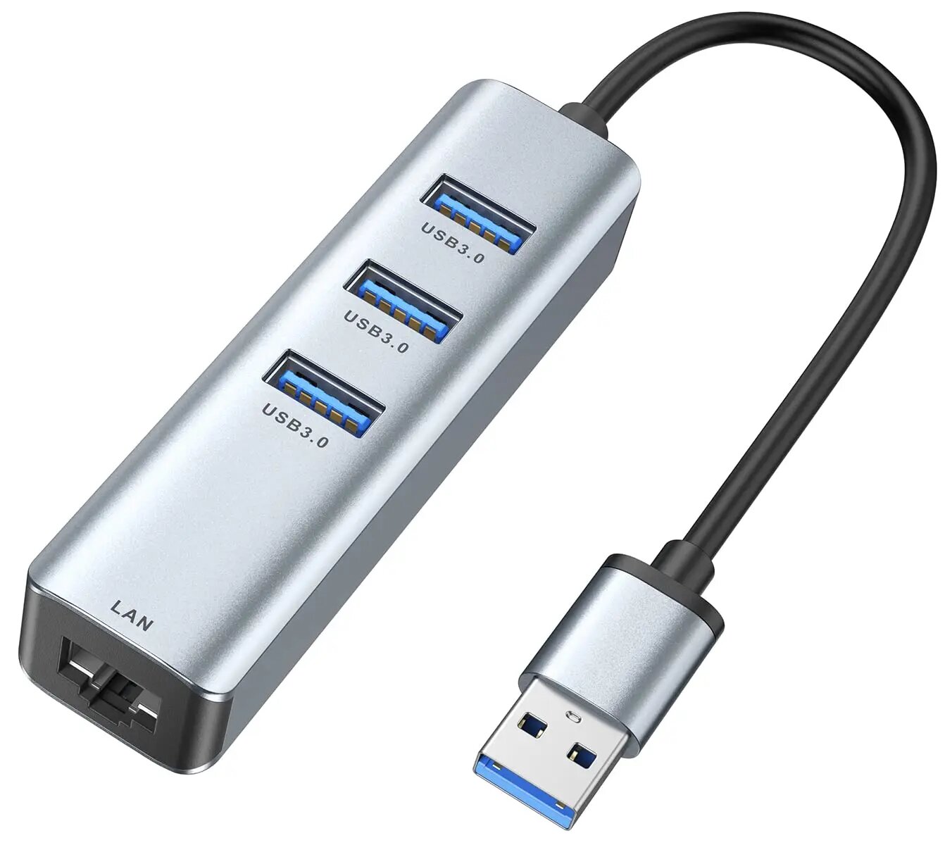 USB 3.0 хаб с LAN, 4 порта, серый