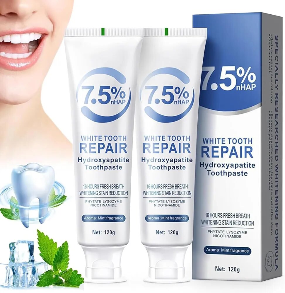 Гидроксиапатитная зубная паста White Tooth Repair 120g для отбеливания и укрепления эмали