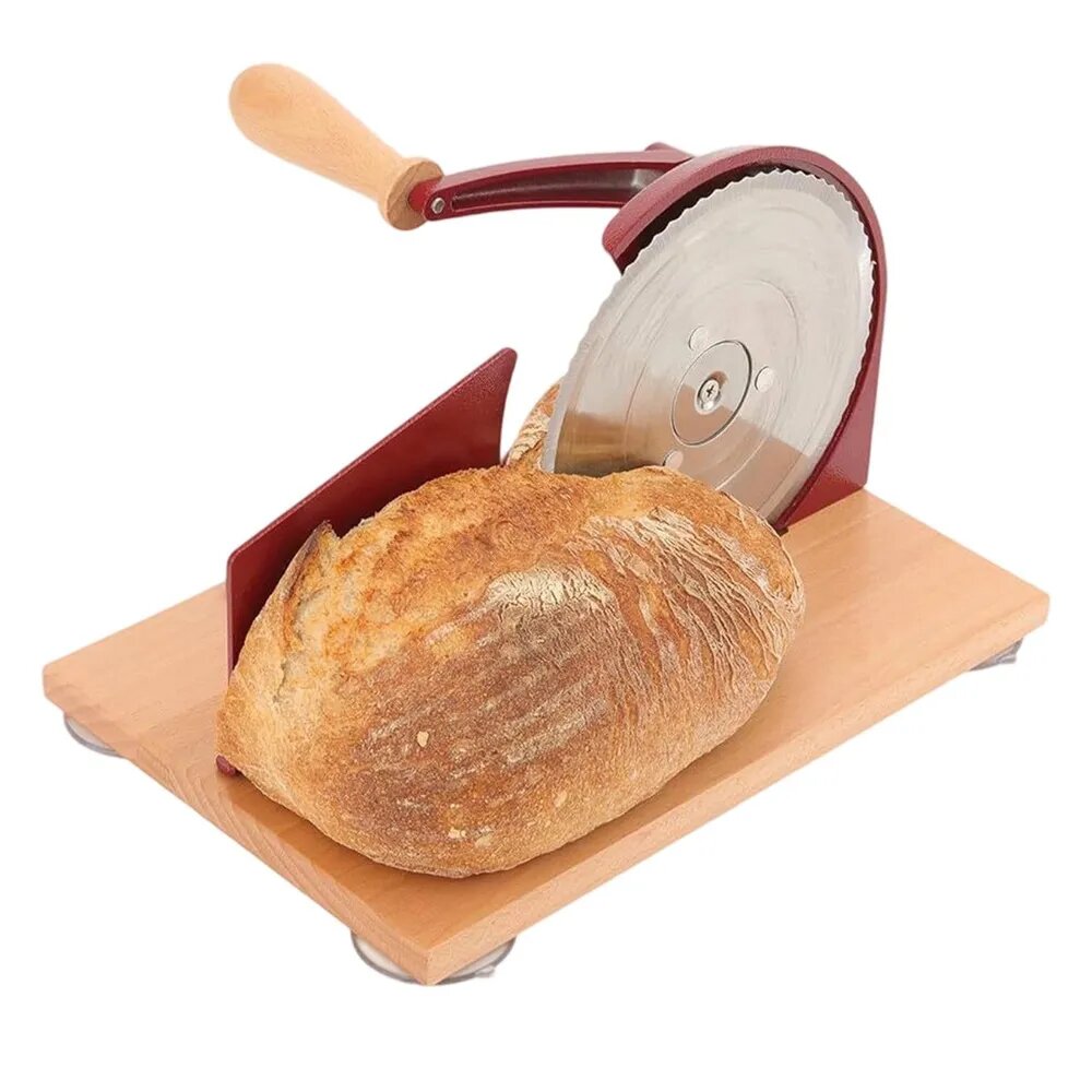 Ручная хлеборезка с регулируемой толщиной прочная чугунная конструкция буковая основа