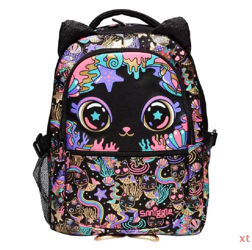 Рюкзак школьный Smiggle с принтом черной кошки для девочек 42*30*13 см полиэстер