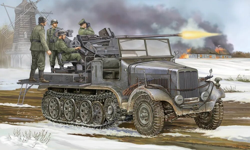 1/35 Немецкая самоходная зенитная пушка Sd. Kfz.6/2 весом 5,5 тонн, гусеничная, 3,7-см Сборочная модель