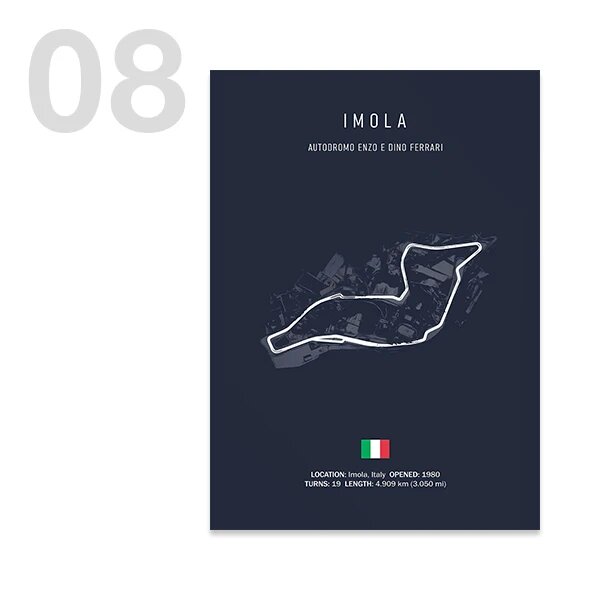 Постер Imola, Автодром Энцо и Дино Феррари, 30x40см, Pattern08