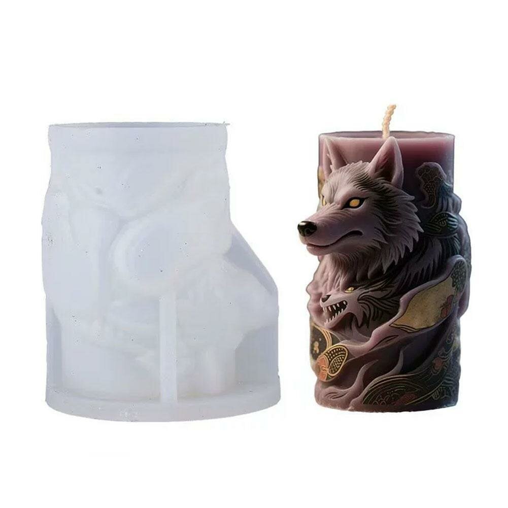 Силиконовая форма для свечей "Лесной волк", 3D рельеф, для мыла и гипса, молд для декоративного творчества