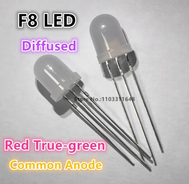 Светодиод F8 Red True-green Common Anode