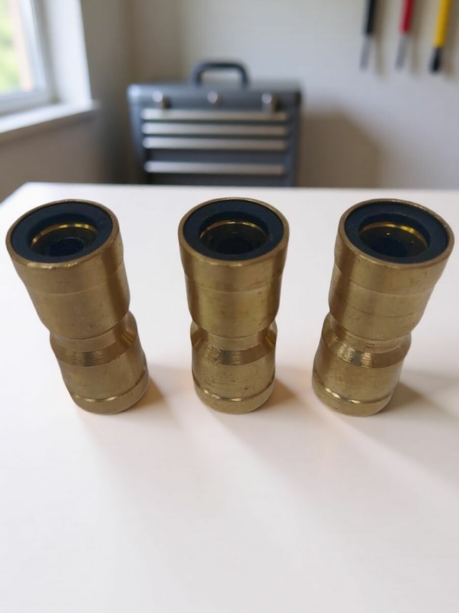 Фитинг CAMOZZI проходной С9580, 12 мм для ремонта пневмо трубок ПХЛ, материал латунь.