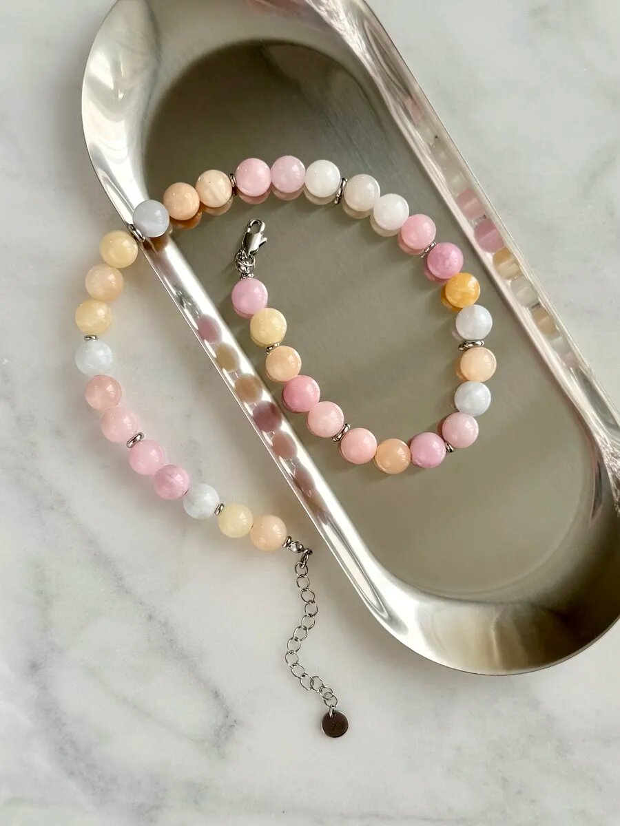 Чокер AnyJewels, длина 39 см, голубой, коричневый, розовый — фото 1