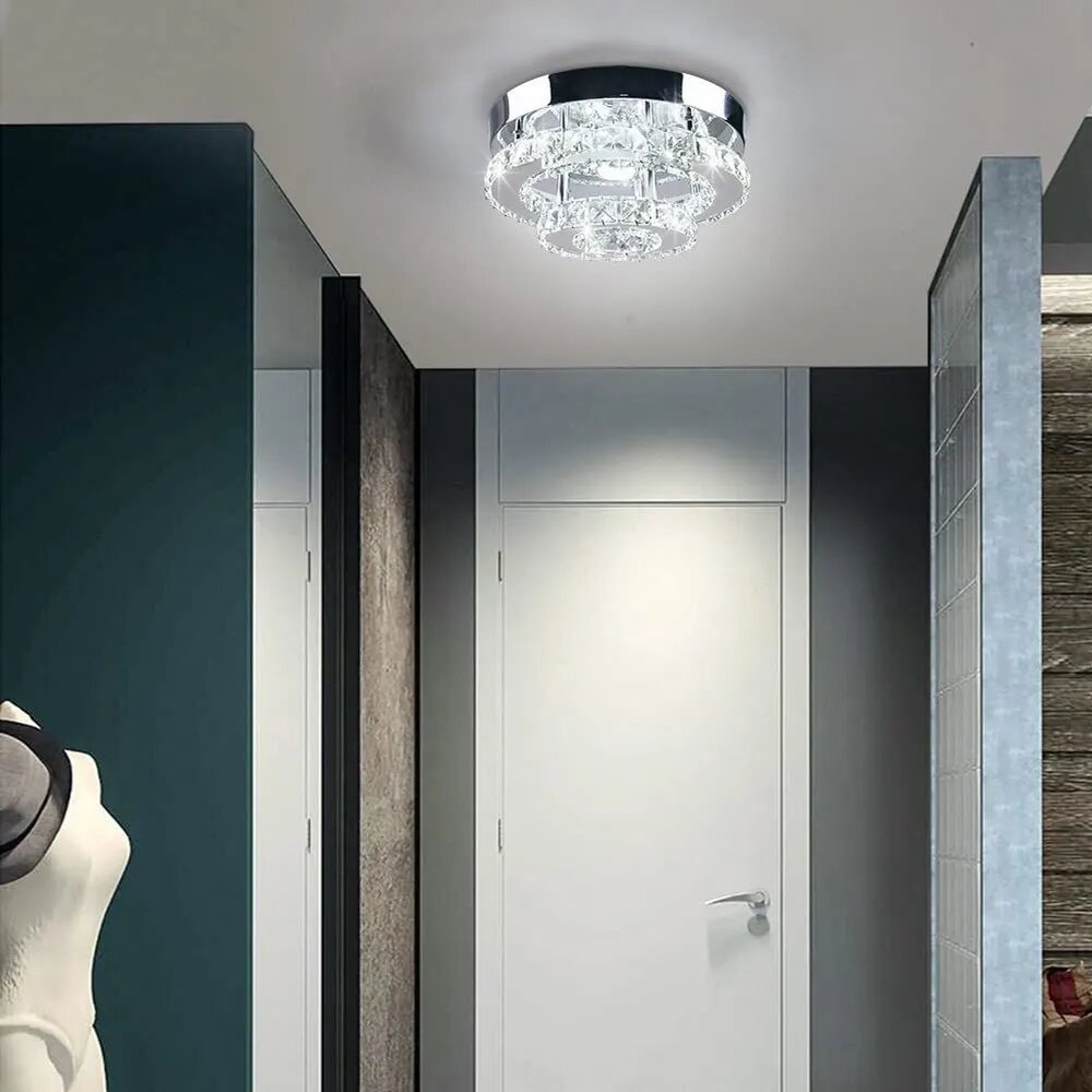 Светильник LED 30W Круглая мини-люстра хрустальная светодиодная, 9.8 дюймов, для гостиной, классический стиль
