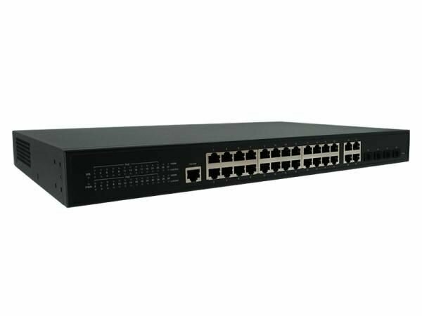 Optimus U1IM-24G/4GS_V.1 Управляемый PoE-коммутатор (24 порта до 1000Mbps RJ-45, PoE, 4 порта до 1000 Mbps RJ-45, Uplink (combo), 4 порта до 1000 Mbps SFP, 1 консольный порт RJ-45), до 100м