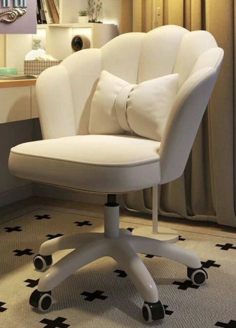Shell style cream style comfortable office chair, 45 cm wide, white