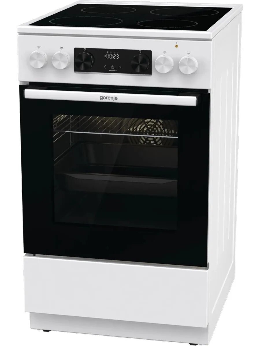 Электрическая плита Gorenje GEC5C61WG, стеклокерамика, без крышки, белый