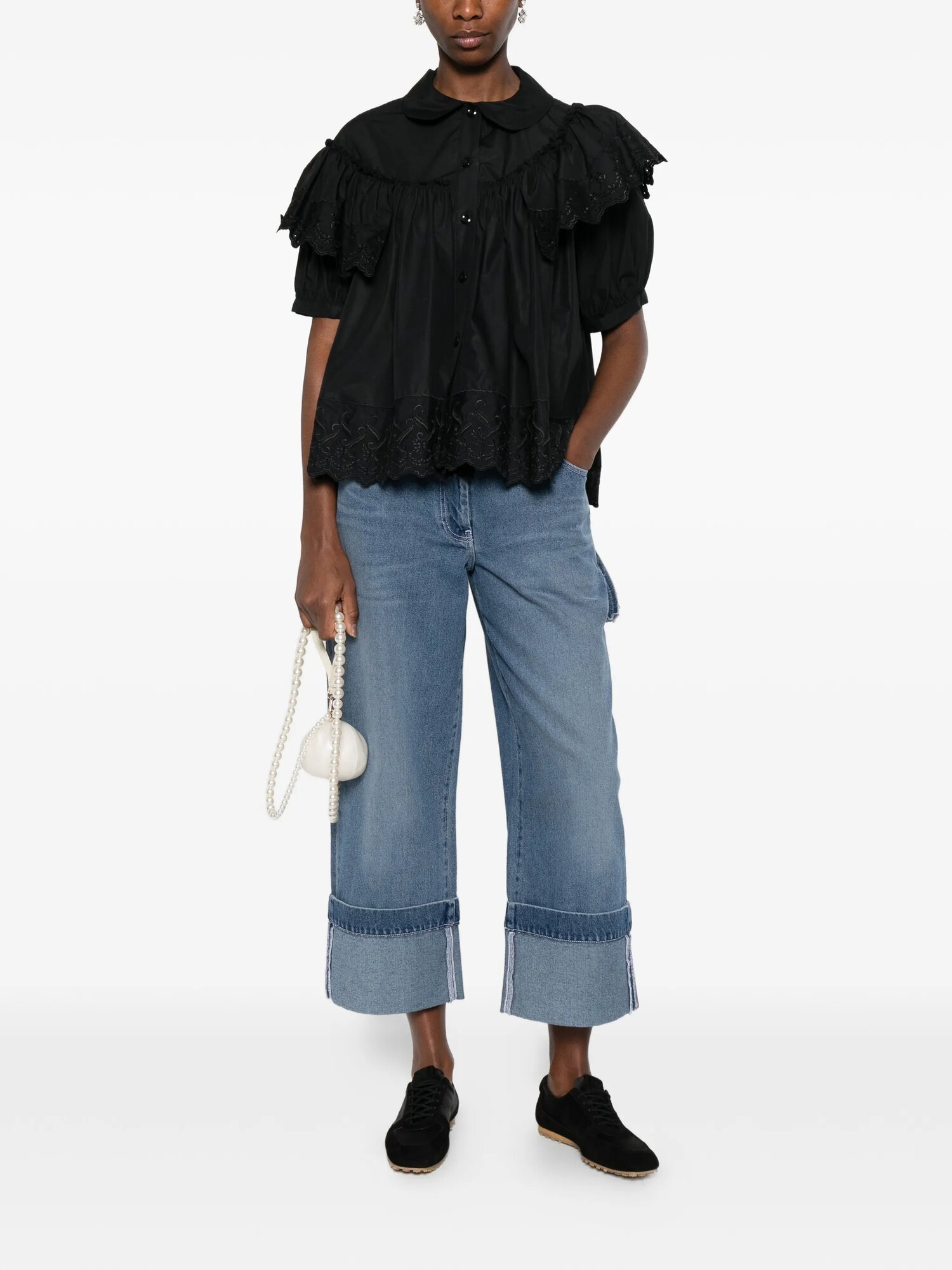 Джинсы Simone Rocha Strap-ebellished jeans, размер 8, синий — фото 1