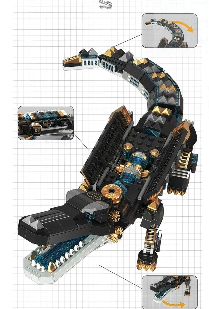 STEAM DAVINCI T4007 Конструктор Крокодил океан 500+ деталей Для мальчиков и девочек STEM — фото 1