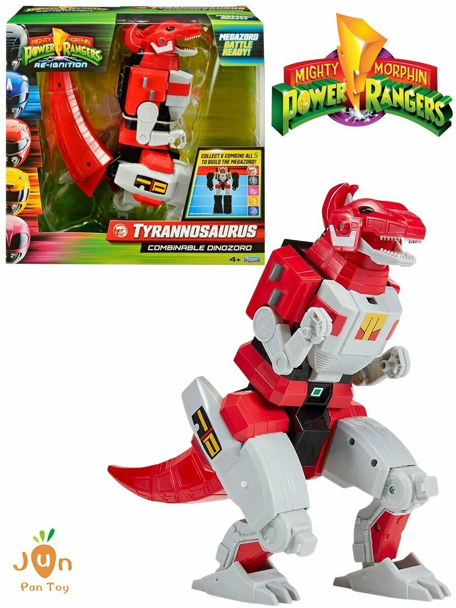 Фигурка, Power Rangers Tyrannosaurus Combinable Dinozord / Детский набор игрушек Могучие Рейнджеры с меха-роботом отряда Тираннозавра, высота 27 см - отличный подарок на день рождения.