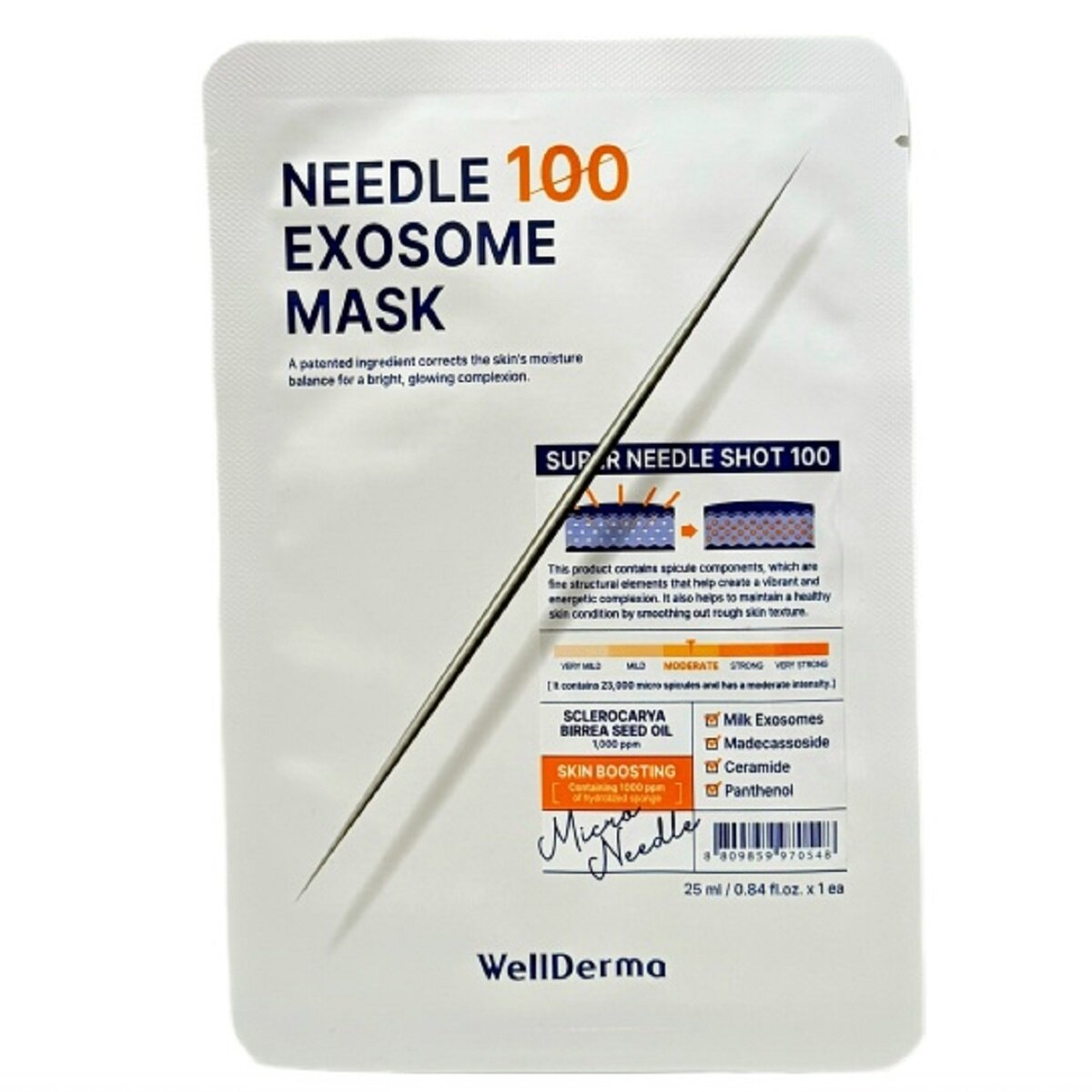 Wellderma Маска для лица с экзосомами (1шт) Needle 100 Exosome Mask Pack