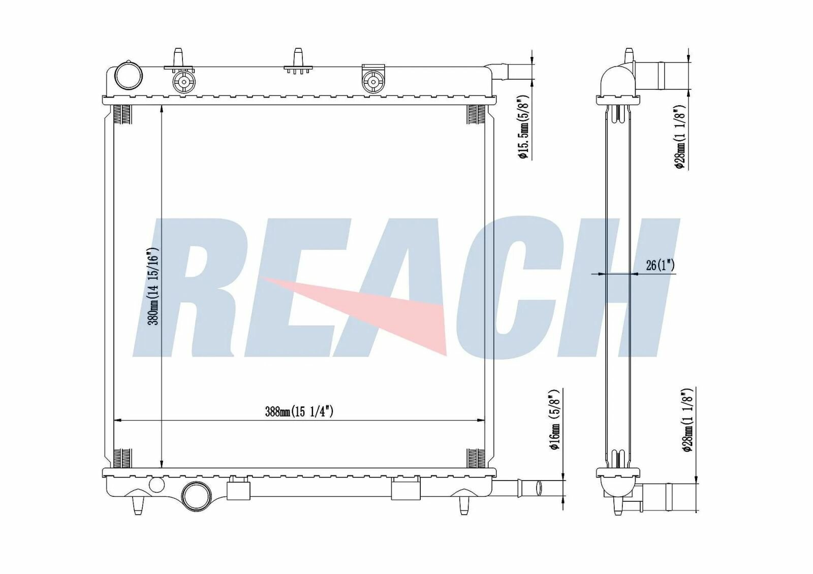 Радиатор REACH 1.40.13374.126 CITROEN C3 1.4/1.6 16V 2003-