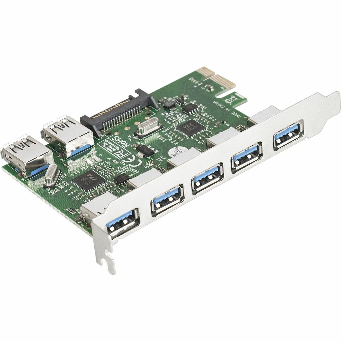 EXEGATE USB - концентраторы EX283717RUS Контроллер EXE - 317 PCI - E 2.0, 5 USB3.0 ext + 2 USB3.0 int, разъем доп. питания OEM