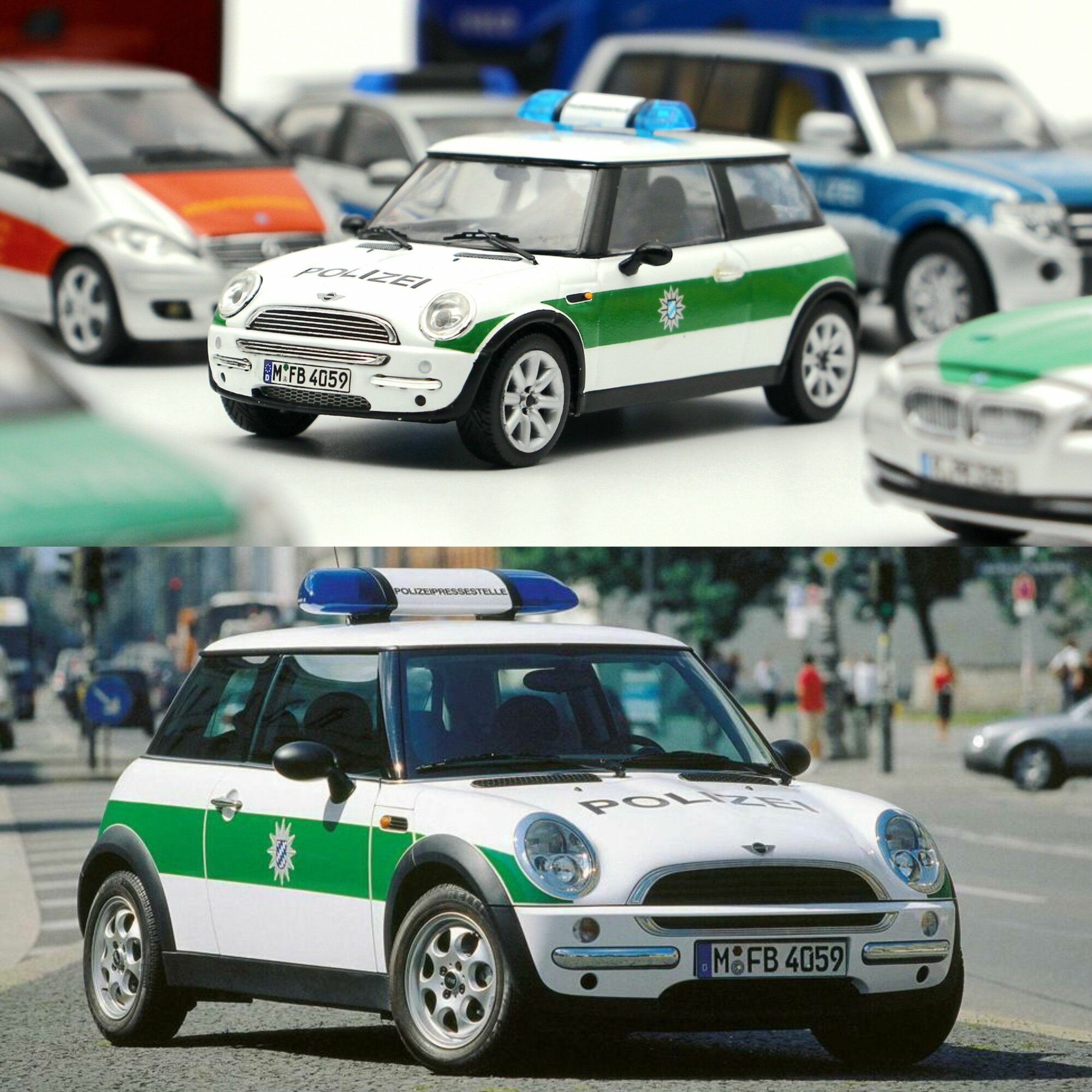 IXO BMW Немецкий полицейский автомобиль MINI COOPER POLIZEI Police 2002 Машина в масштабе 1:43