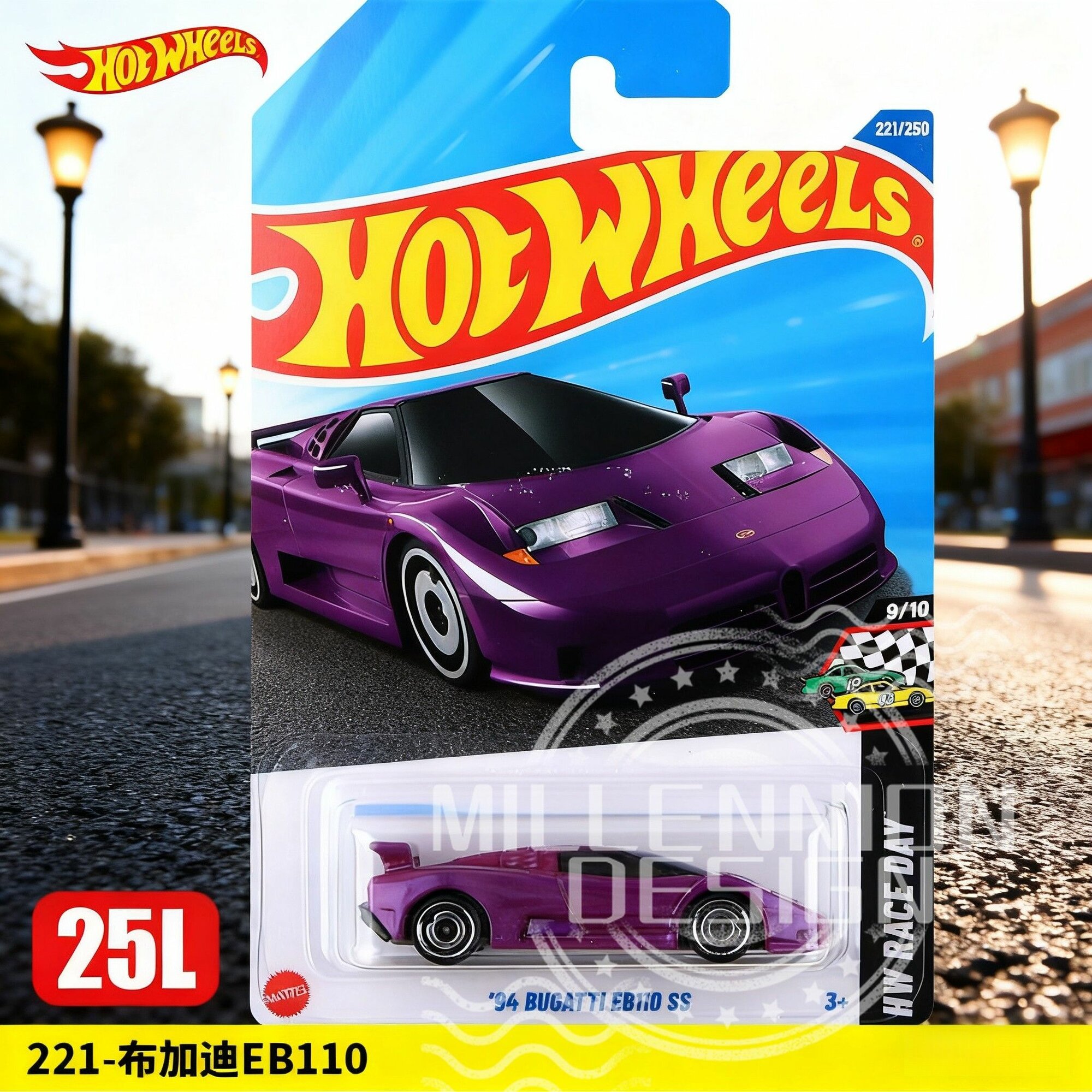 Hot Wheels Модель автомобиля из сплава 1:64, Серия 25L(2025)(221-Бугатти EB110)