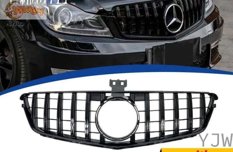 Подходит для Mercedes-Benz C-Класс W204 GT 2007-2014 гг. Модификация решетки радиатора, вертикальные планки глянцевого черного цвета, для C200 C300 C260.-YJW