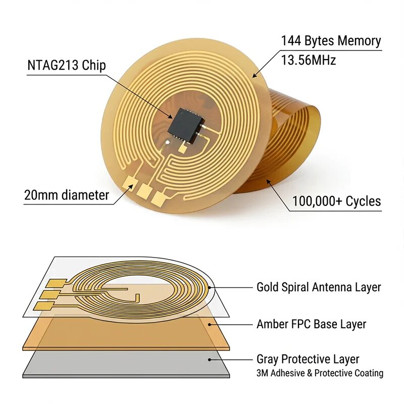 NFC метка Ntag213, 20mm, 144 Bytes Memory, 10 PCS