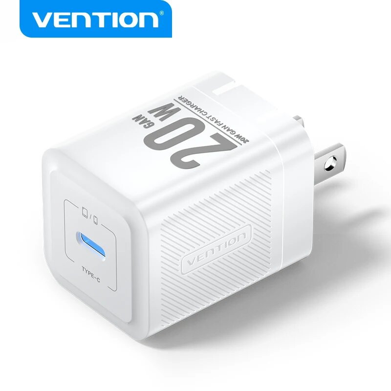 Зарядное устройство Vention 20W GaN с USB Type-C, быстрая зарядка PD для iPhone 16, 15, 14, 13 Pro Max, портативное зарядное .