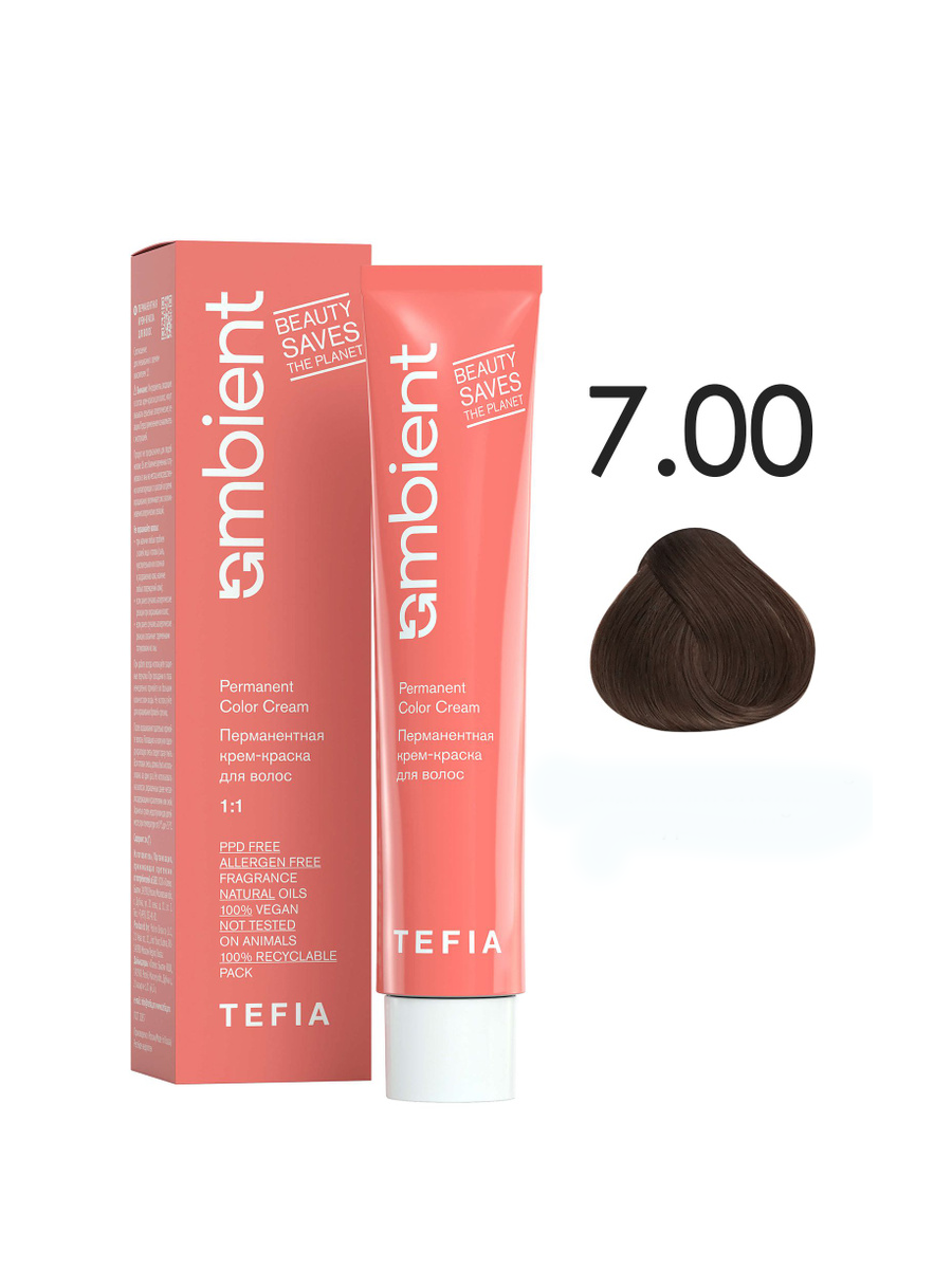 Краска для волос Tefia Ambient Permanent Color Cream, Перманентная крем-краска для волос, 7.00