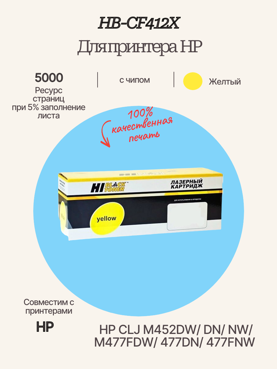 Картридж Hi-Black (HB-CF412X) для HP