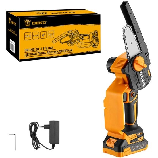 Цепная пила аккумуляторная Deko DKCHS 20-4, 20Вт, 1x2Ач (063-4480)