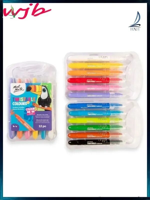 Набор цветных восковых карандашей Mont Marte Twistable Colours Colour Me In, 12 шт, для рисования